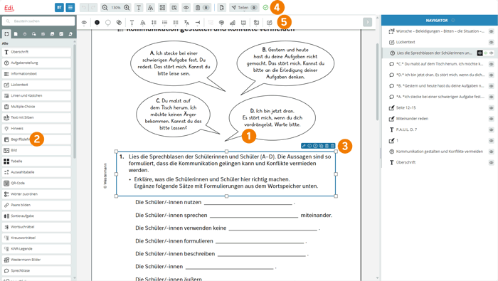 Arbeitsblatt-Editor (EDI) - BiBox Schweiz